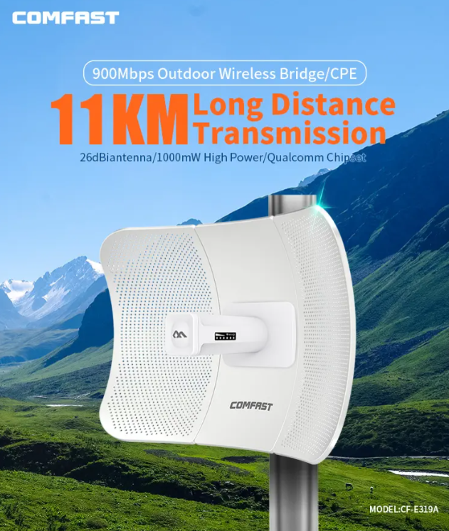 COMFAST CF-E319A V2 25KM 900Mbps 5,8G Extérieur Longue Portée sans Fil Pont WiFi CPE Point d ...